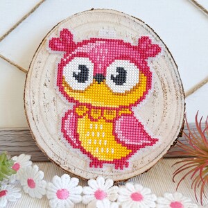 Pink Owl Cross Stitch Pattern Woodland Bird Animal Ornament Beginner ...