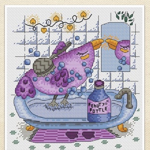 Pamper Time Counted Cross Stitch Pattern. Quirky and Modern Design With ...