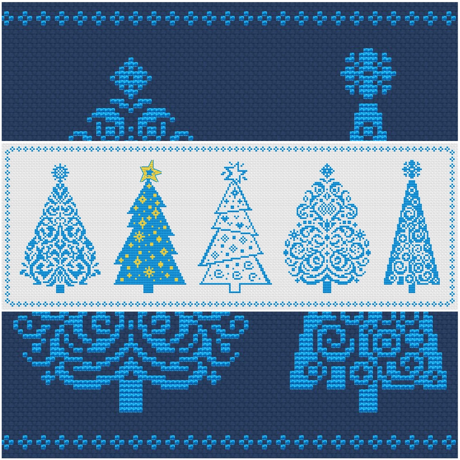 Christmas Tree Sampler Cross Stitch Pattern Monochrome Cross - Etsy
