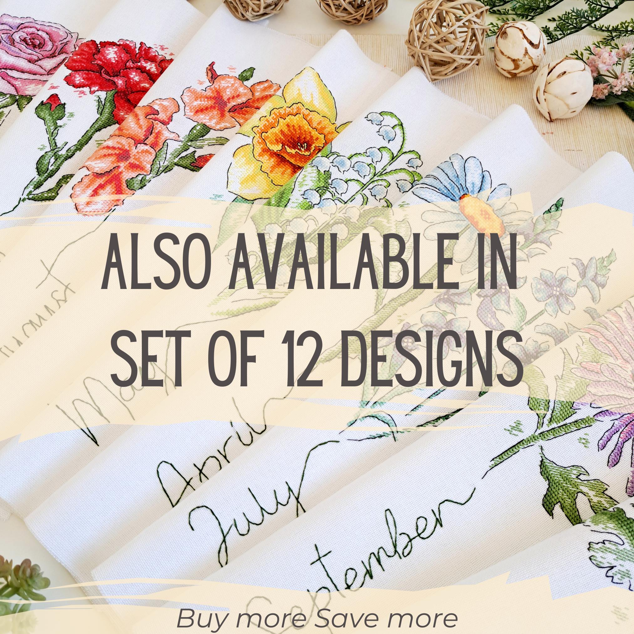 Carnation January Birth Month Flower Cross Stitch Pattern - Floral ...