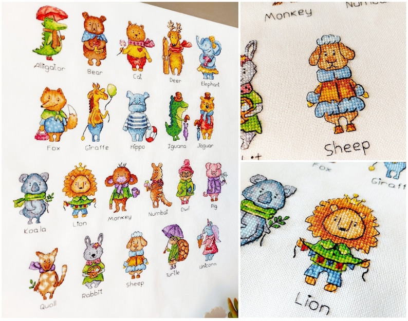 Funny Animal Alphabet Cross Stitch Pattern Cross Stitch Baby - Etsy