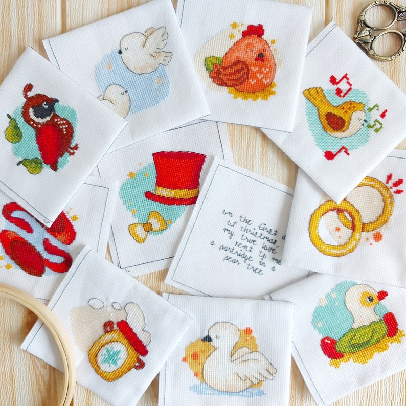 12 Days of Christmas Cross Stitch Pattern - Cross Stitch Sampler ...