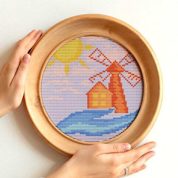 Home Cross Stitch Pattern Sun in the Sky House and Mill - Etsy