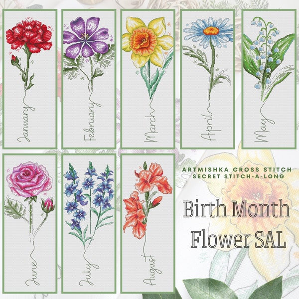 Cross Stitch Pattern Birth Month Flowers - Etsy