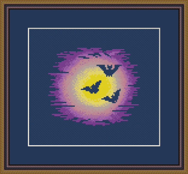 Halloween Night Cross Stitch Pattern Bat in the Night Sky - Etsy