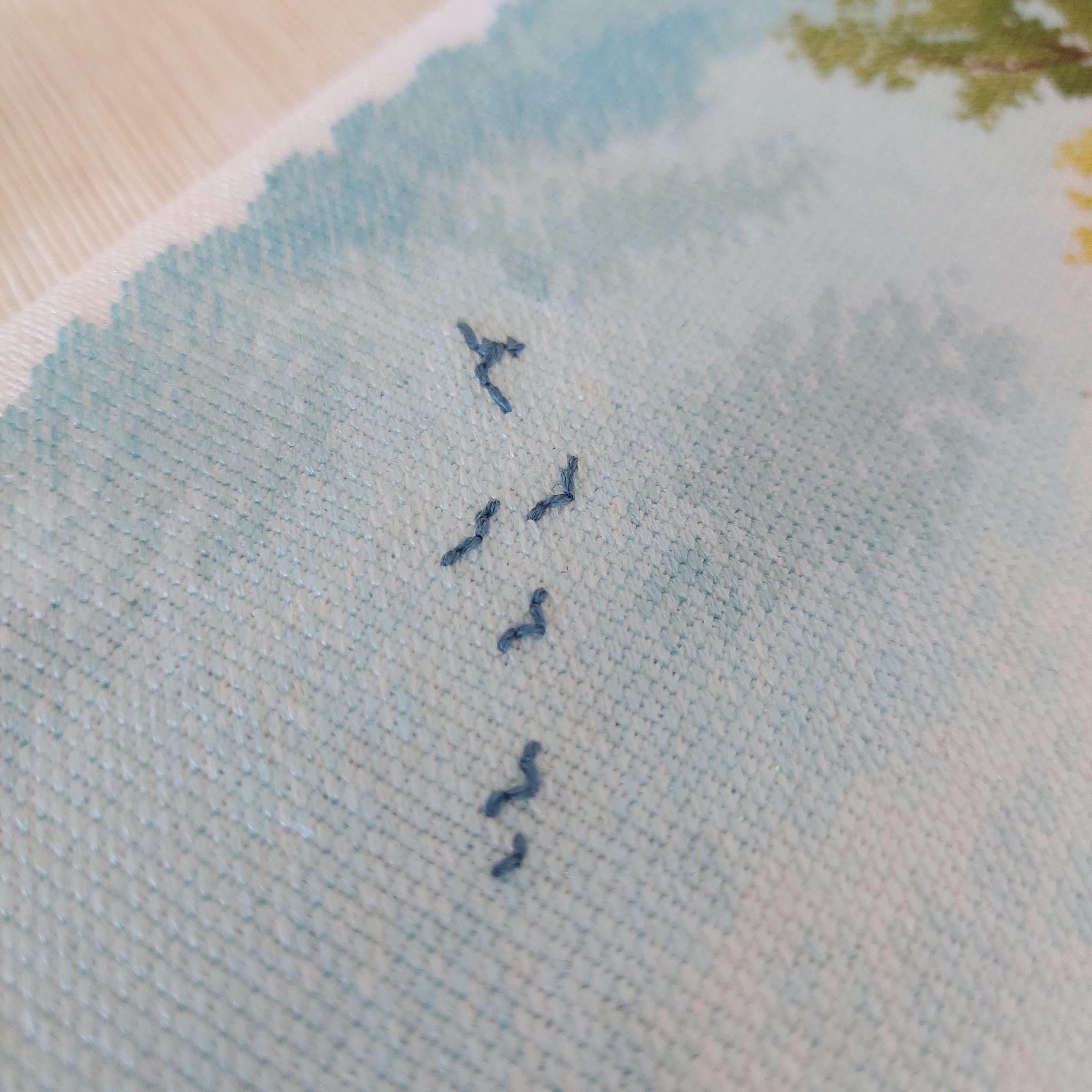 Fog Cross Stitch Pattern - Nature Tree Field Sky Cross Stitch Design ...
