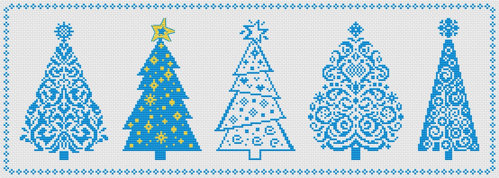 Christmas Tree Sampler Cross Stitch Pattern Monochrome Cross - Etsy