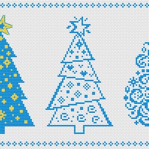 Christmas Tree Sampler Cross Stitch Pattern - Monochrome Cross Stitch ...