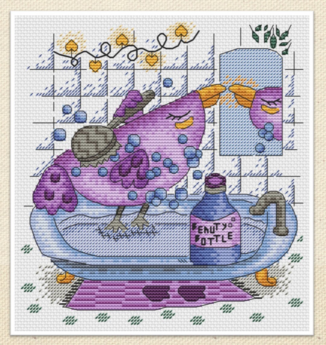 Pamper Time Counted Cross Stitch Pattern. Quirky and Modern Design With ...