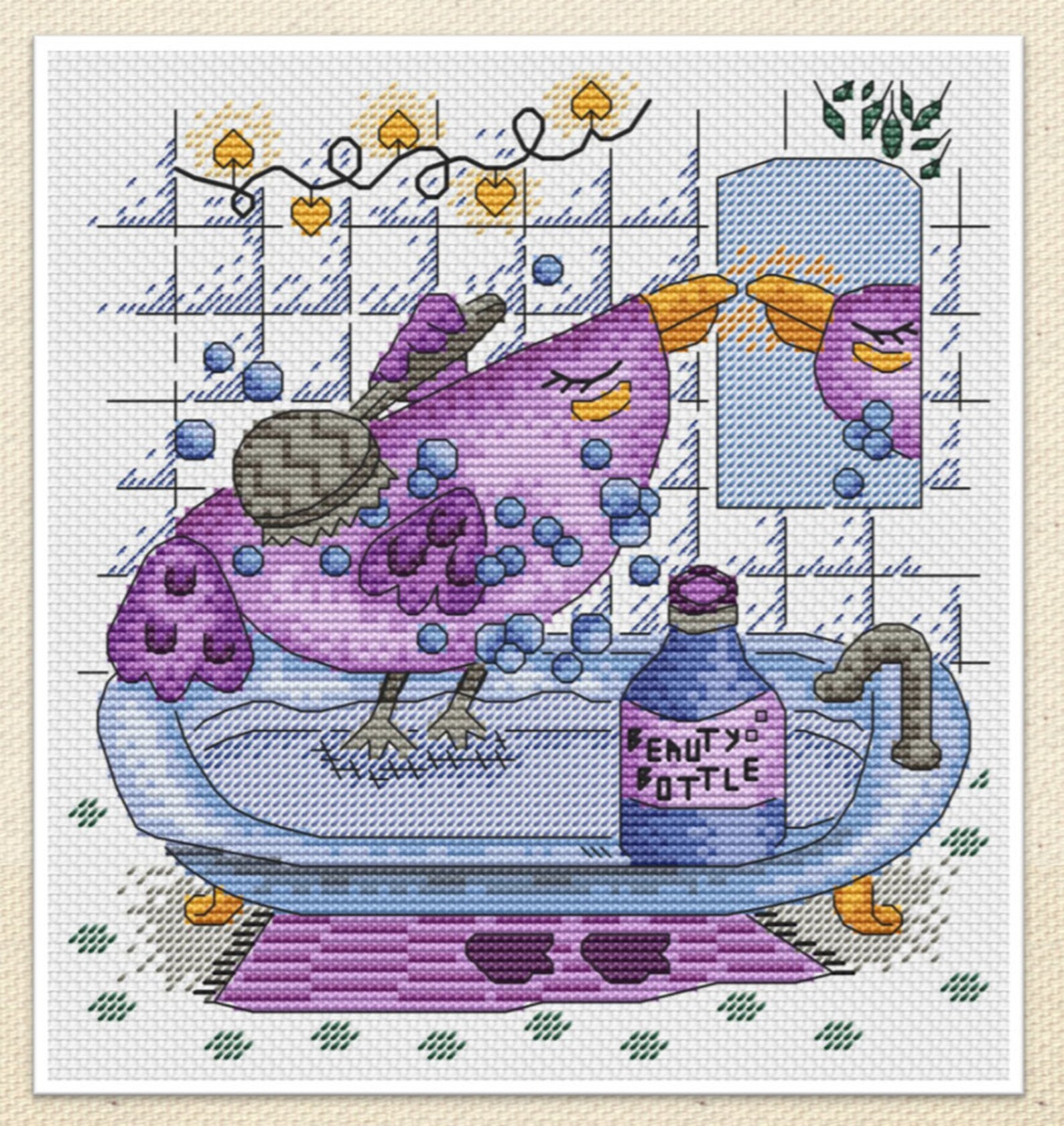Pamper Time Counted Cross Stitch Pattern. Quirky and Modern - Etsy