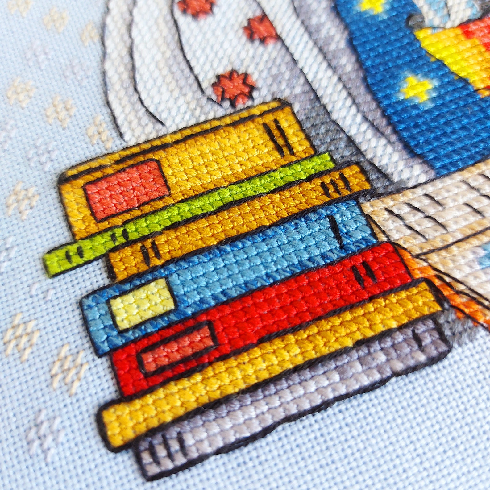 Cozy Home Cross Stitch Pattern - Girl Reading a Book - Christmas Cross ...
