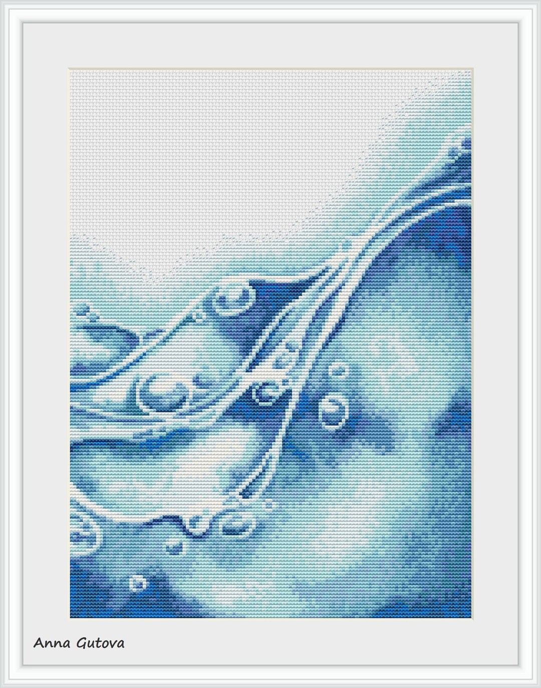 Two Elements. Water. Abstract Cross Stitch Pattern. Stylish DIY Home or ...