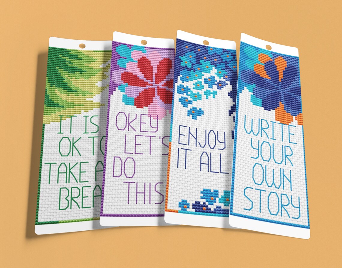 Cross Stitch Pattern Bookmark Set of 4 Bookmarks Back to - Etsy