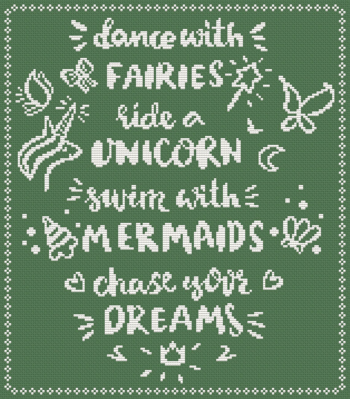 Chase Your Dream Cross Stitch Pattern Dance With Fairies - Etsy