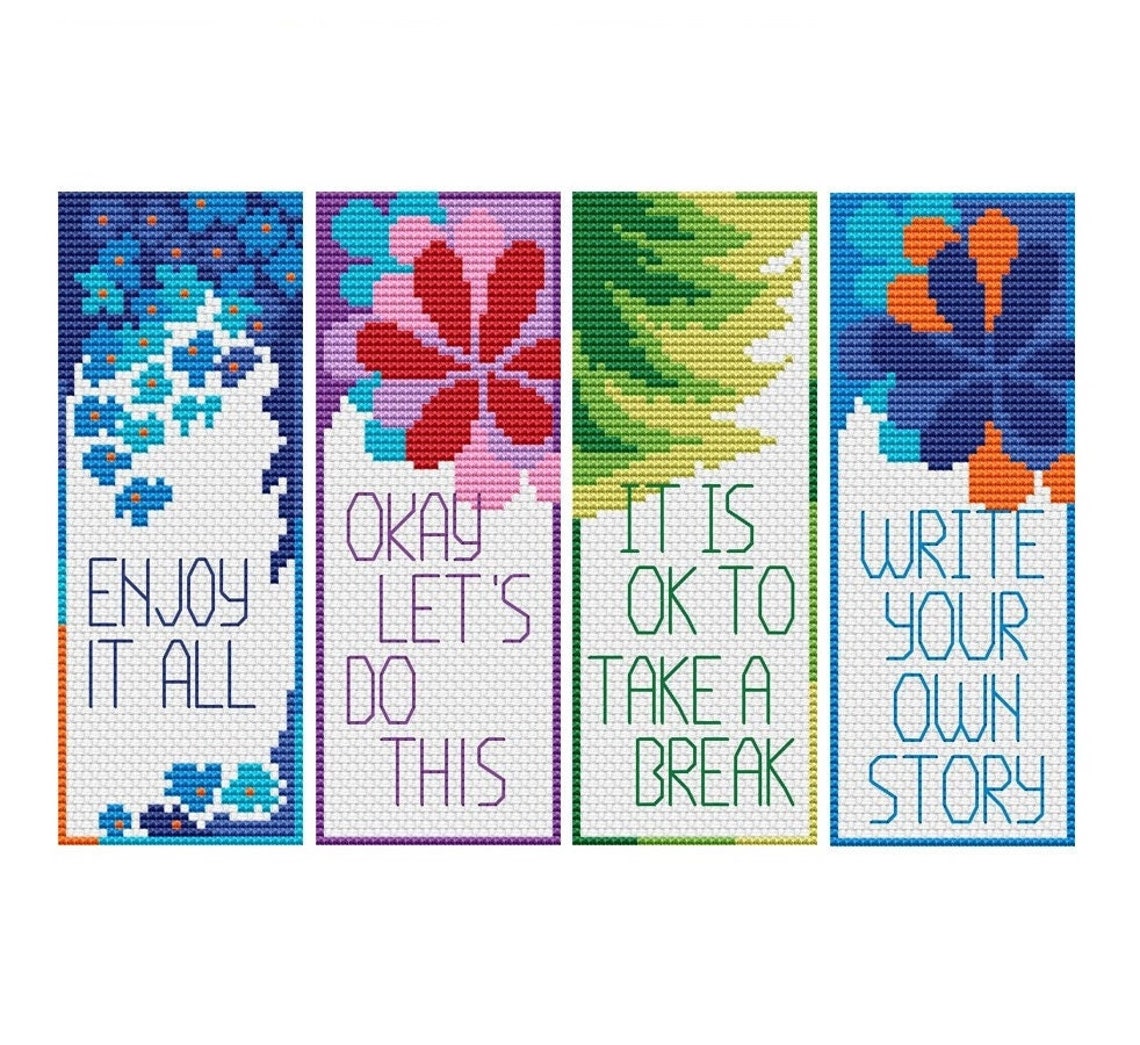 Cross Stitch Pattern Bookmark Set of 4 Charts Back to School - Etsy