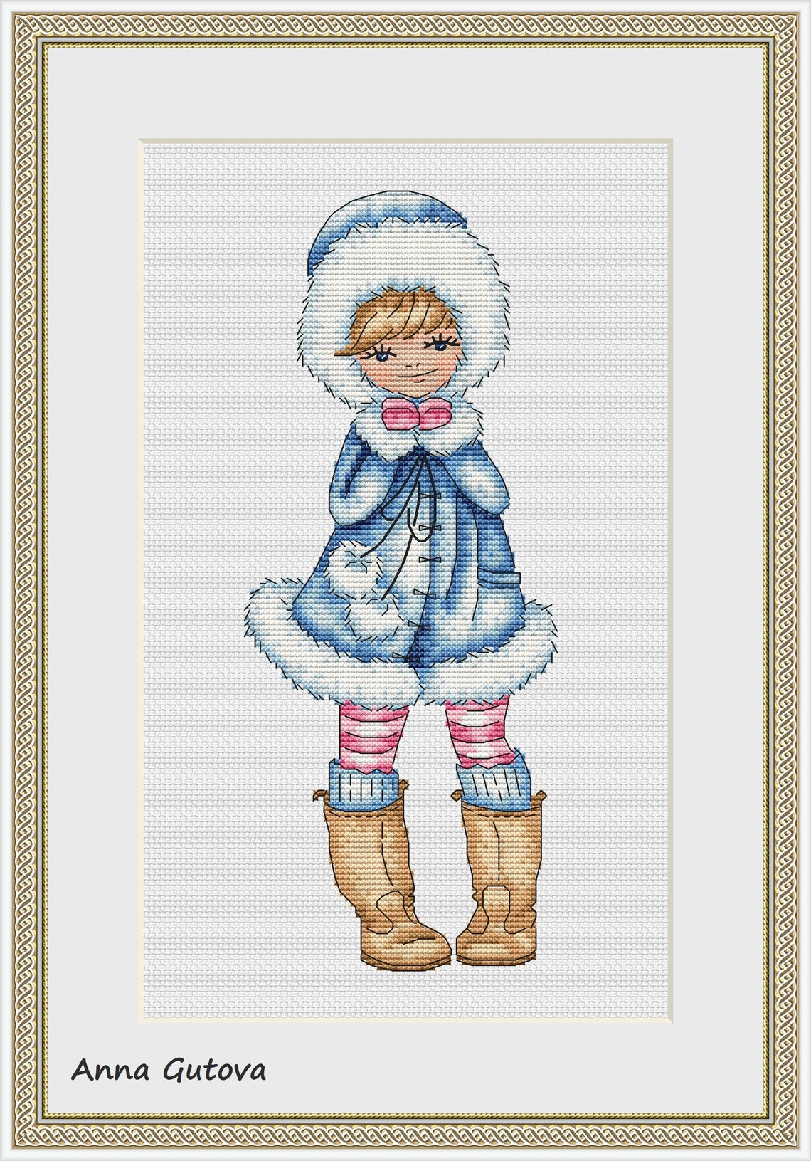 Winter Girl Modern Cross Stitch Pattern With a Cute Girl - Etsy
