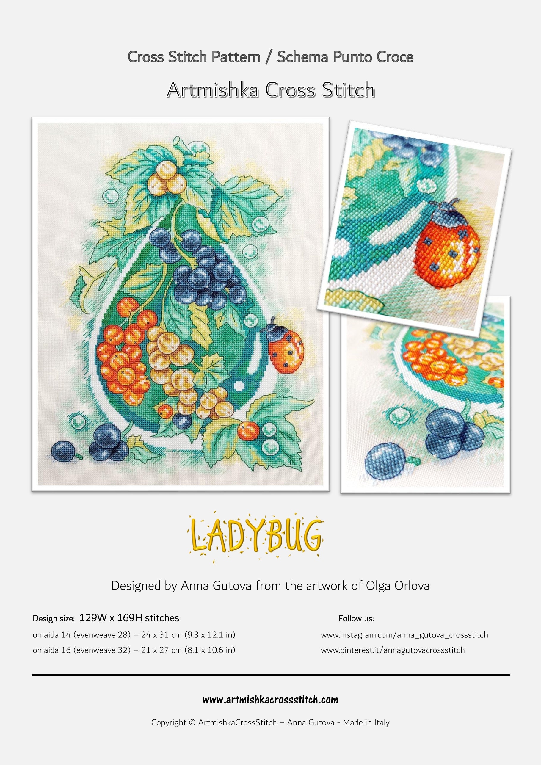 Ladybug Cross Stitch Pattern Cross Stitch PDF Pattern - Etsy