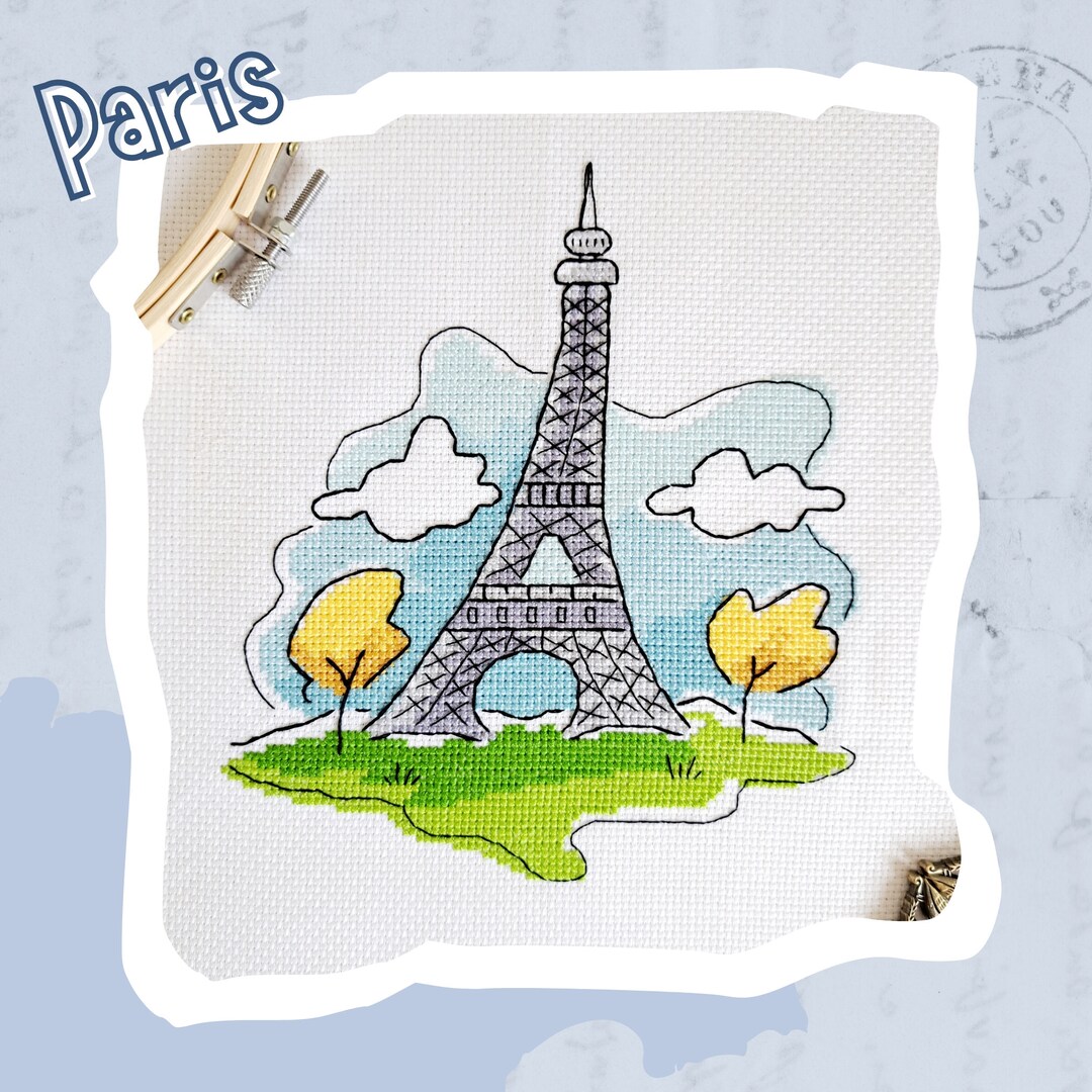 Paris France Cross Stitch Pattern - Eiffel Tower - Landmarks of the ...