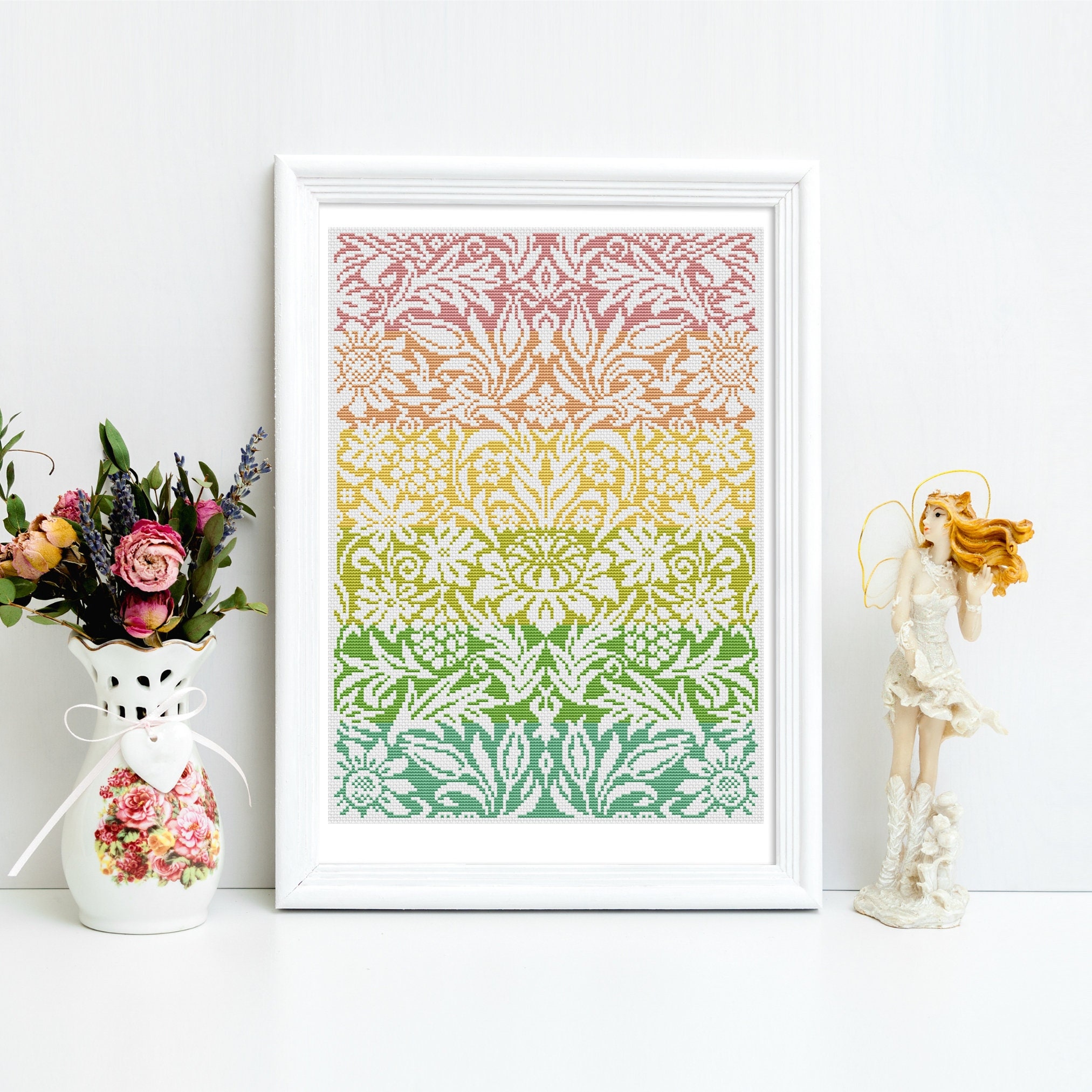Set of 2 Cross Stitch Patterns Assisi Floral Sampler - Needlepoint PDF ...