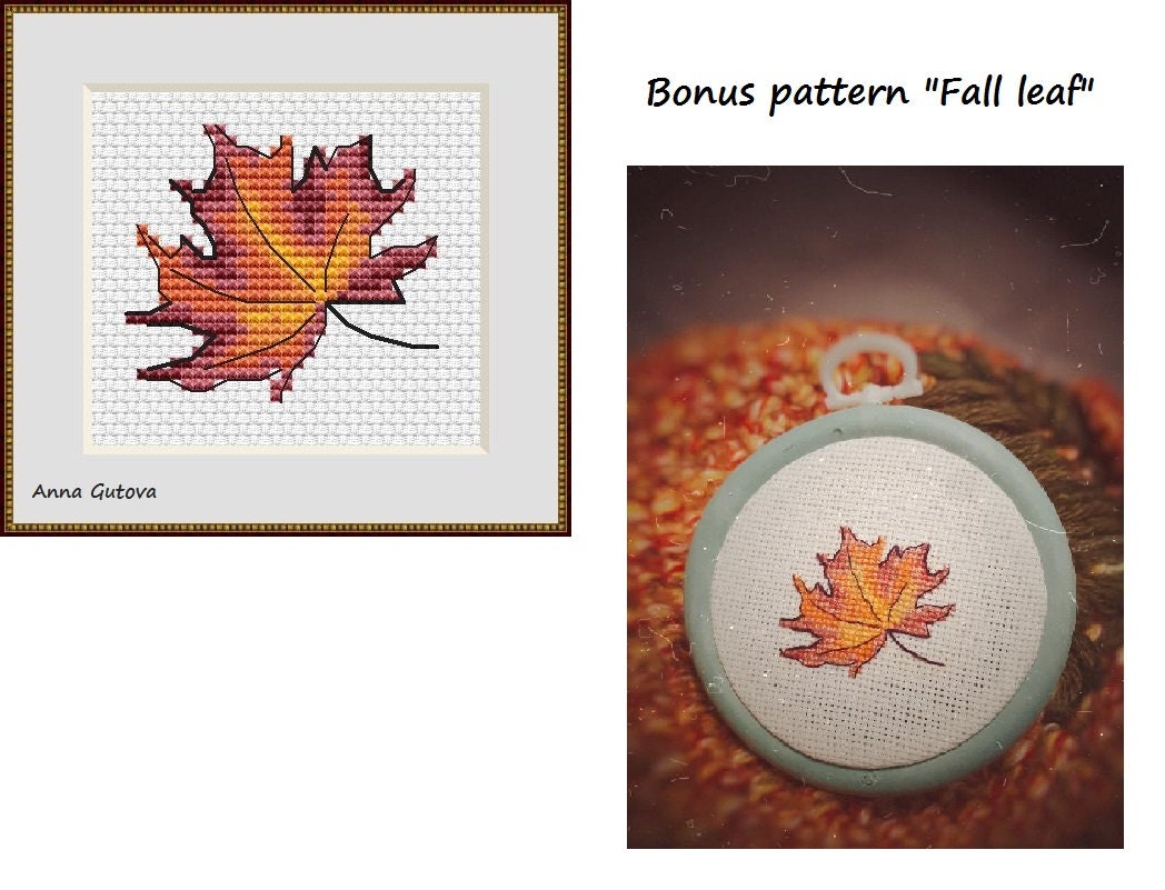 Cross Stitch Pattern Love Autumn - Halloween Pumpkin and Fall Leaves ...