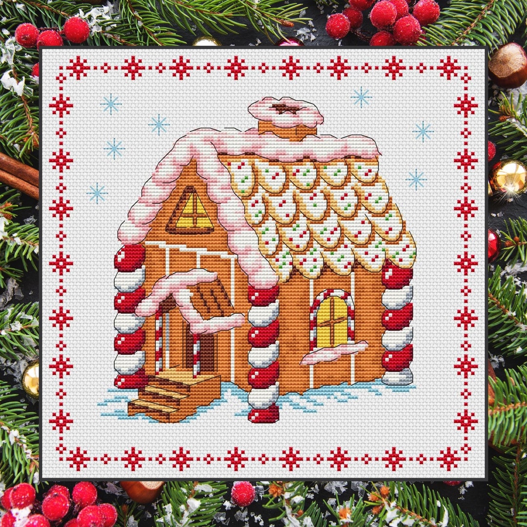 Gingerbread House Cross Stitch Pattern - Santa Claus Christmas Mood ...