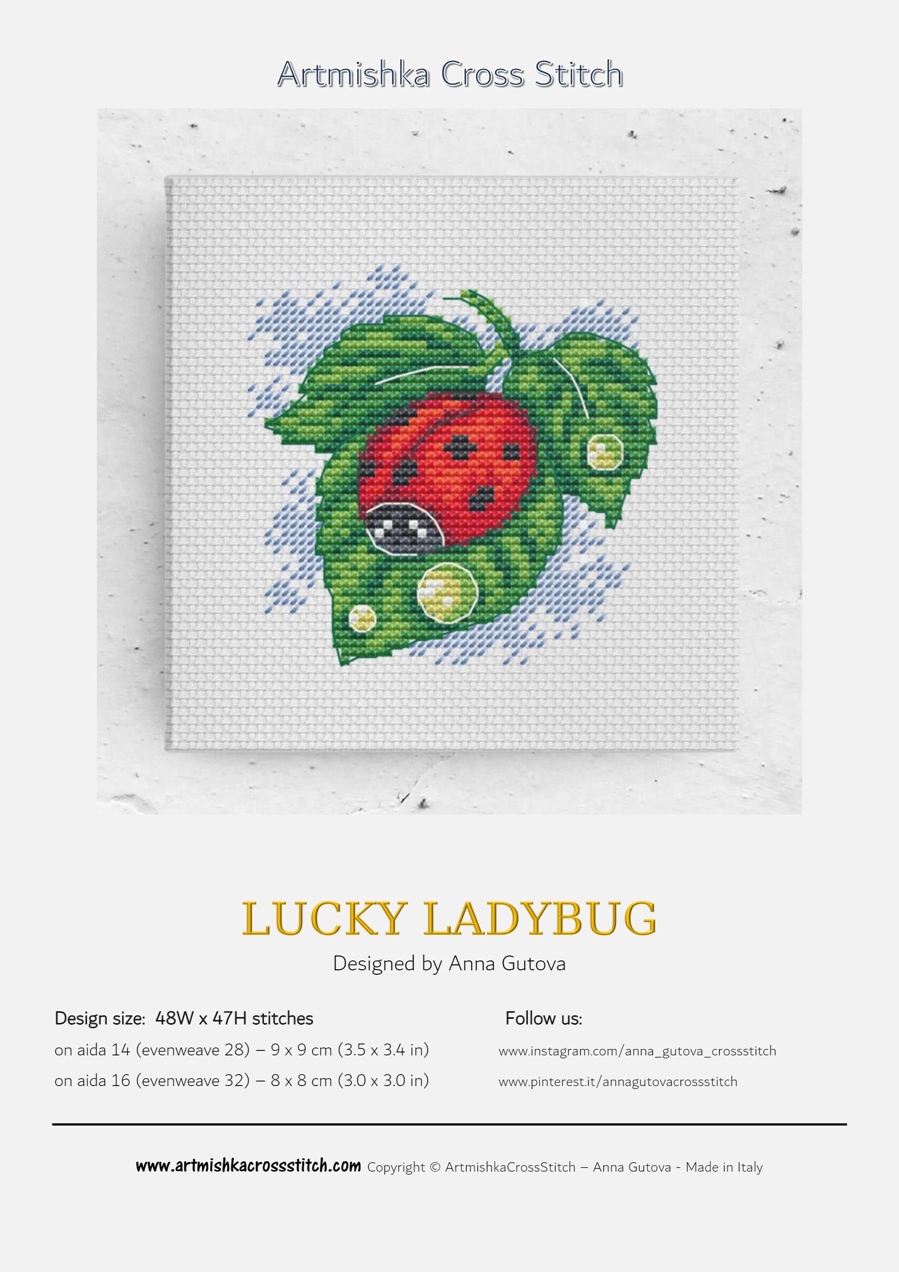 Lucky Ladybug Cross Stitch Pattern Ladybug on the Leaves - Etsy
