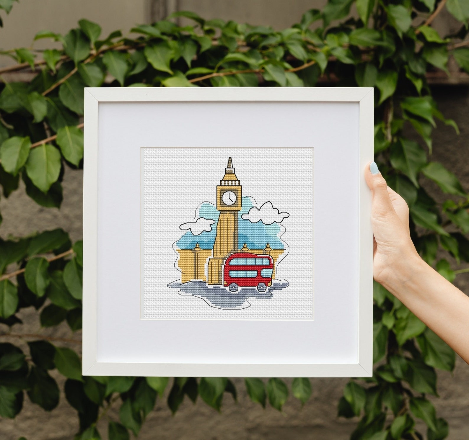 London Cross Stitch Pattern Big Ben Tower Red Bus - Etsy