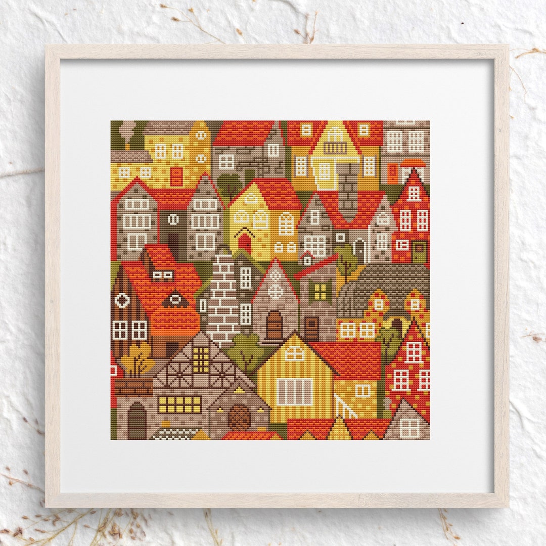 Roofs | Rooves Cross Stitch Pattern - Colorful Whimsical Houses ...