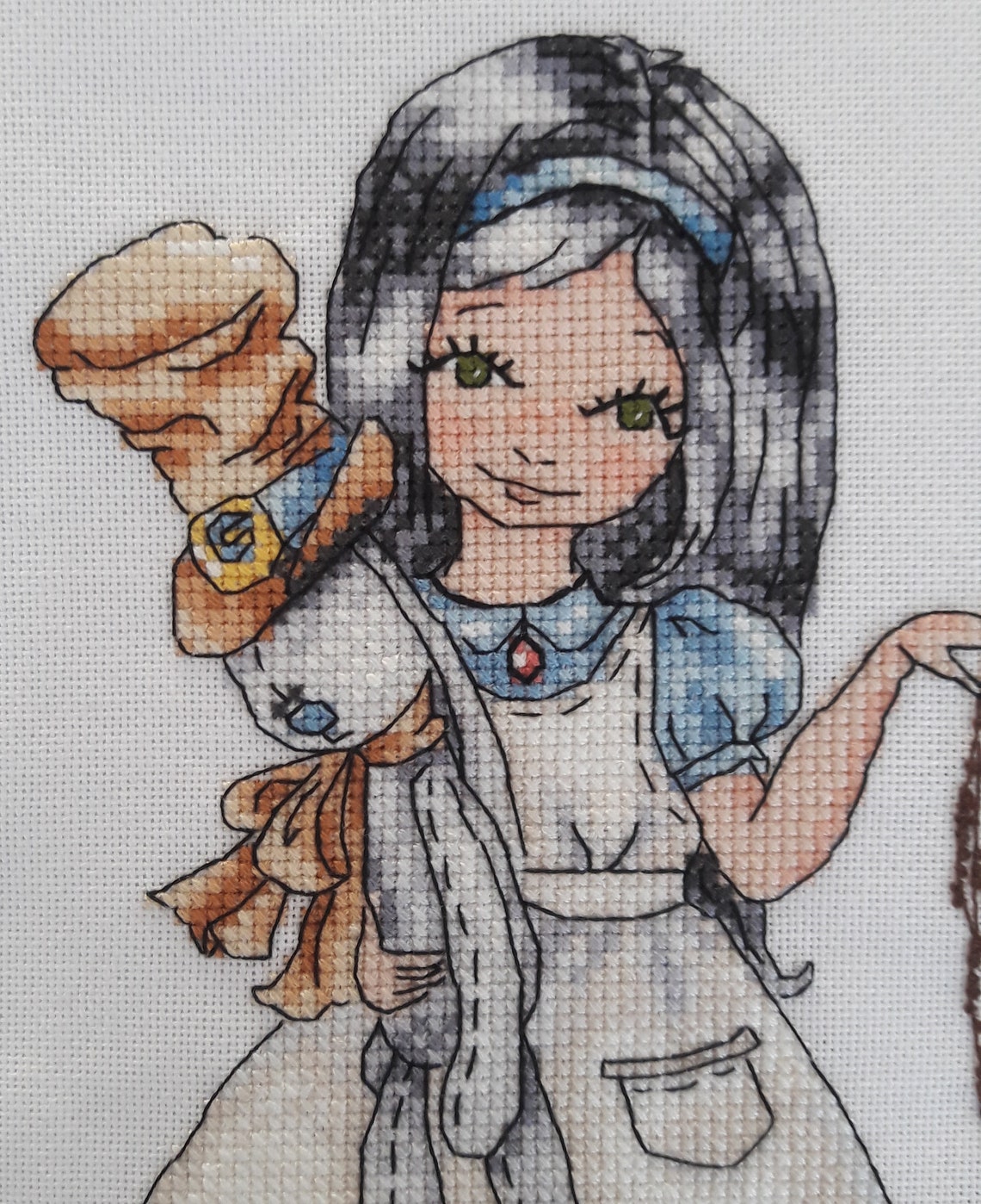 Alice Modern Cross Stitch Pattern With a Cute Dark-haired | Etsy