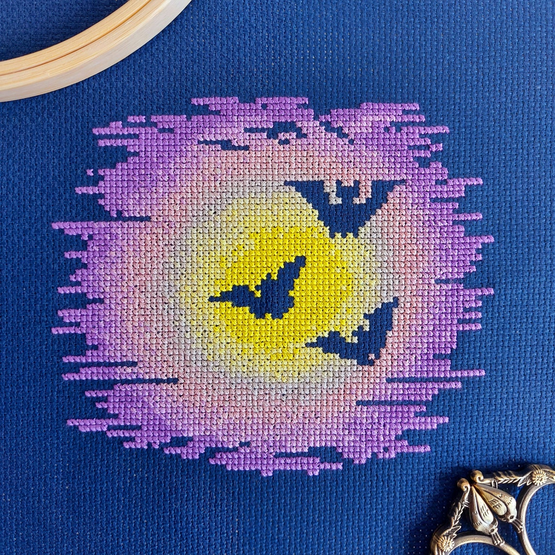 Halloween Night Cross Stitch Pattern Bat in the Night Sky - Etsy