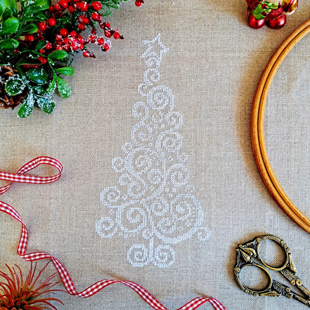 Lace Christmas Tree Cross Stitch Pattern - One Color Cross Stitch Chart ...