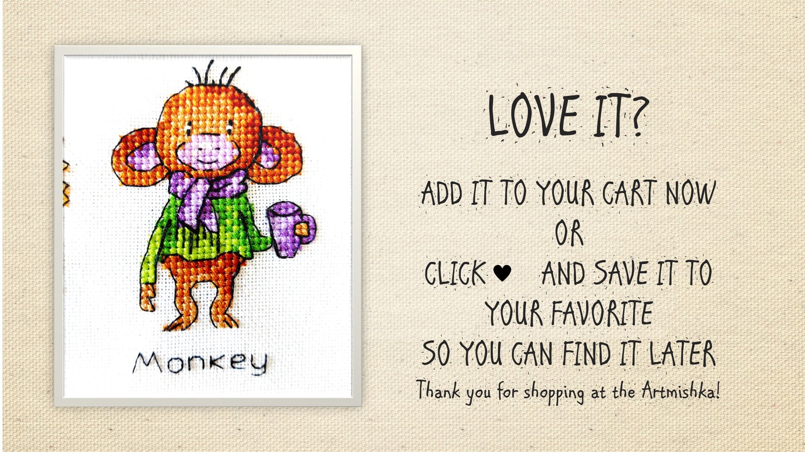 Monkey Cross Stitch Pattern Mini Cross Stitch Pattern - Etsy