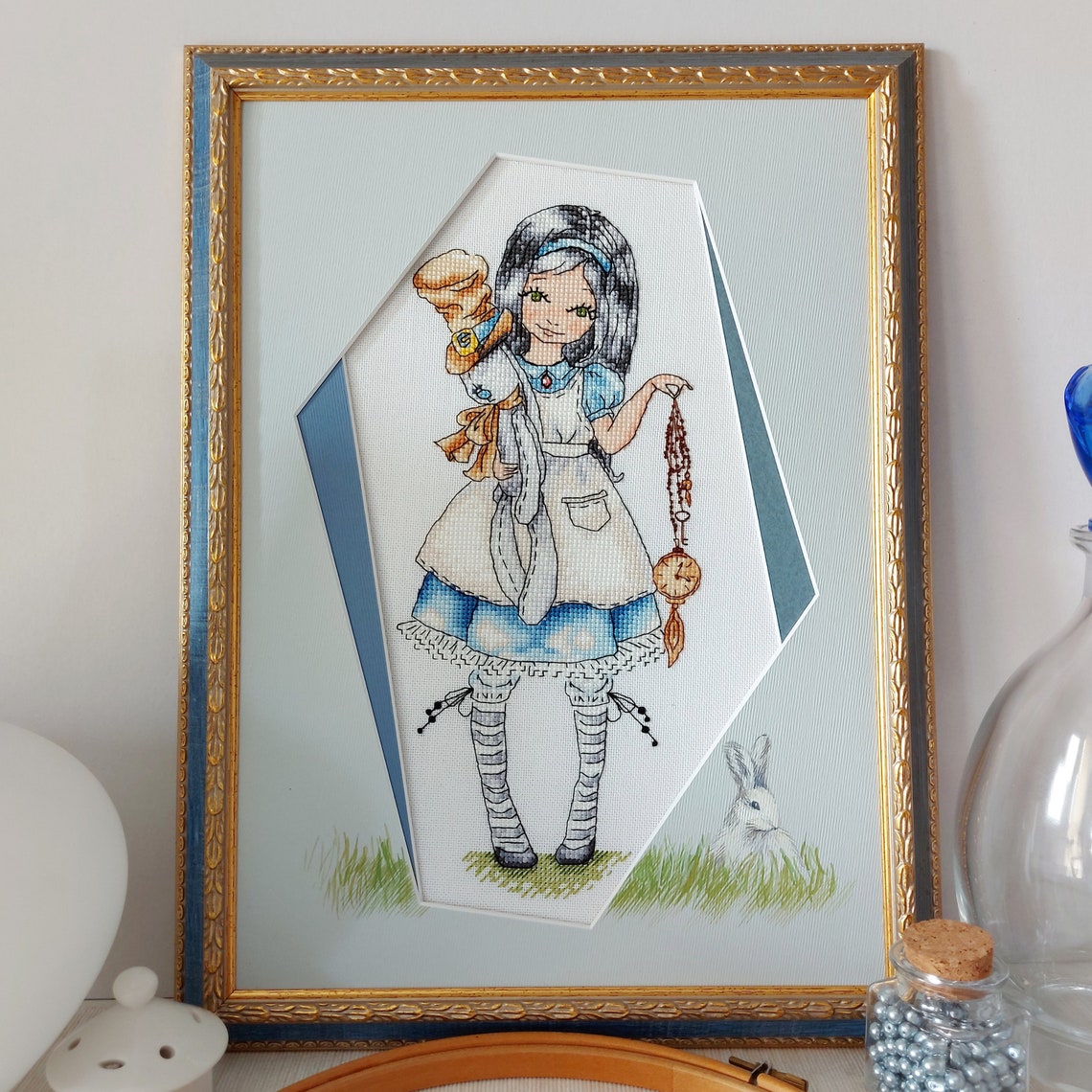 Alice Modern Cross Stitch Pattern With a Cute Dark-haired | Etsy