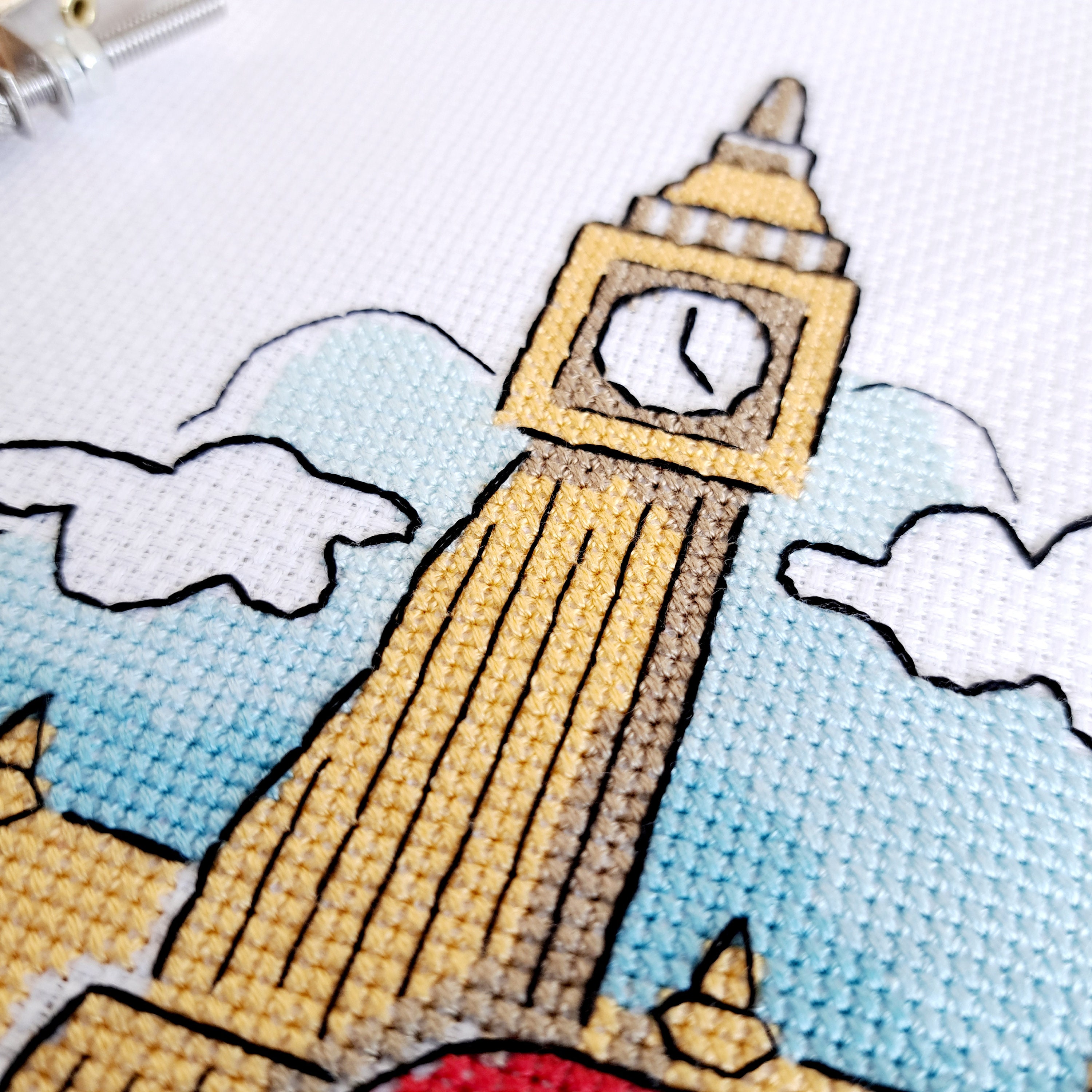 London Cross Stitch Pattern Big Ben Tower Red Bus - Etsy