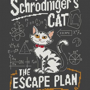 Schrodinger's Cat Cross Stitch Pattern - Escape Plan - Science Sampler ...