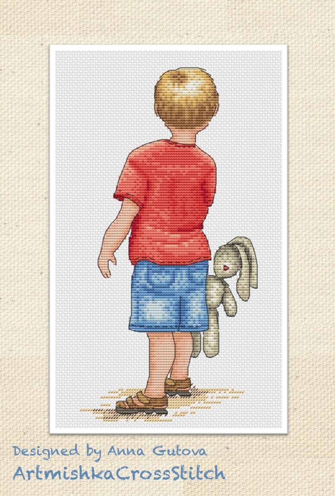 Cross Stitch Pattern the Best Friends With a Cute Boy Wearing Jeans ...