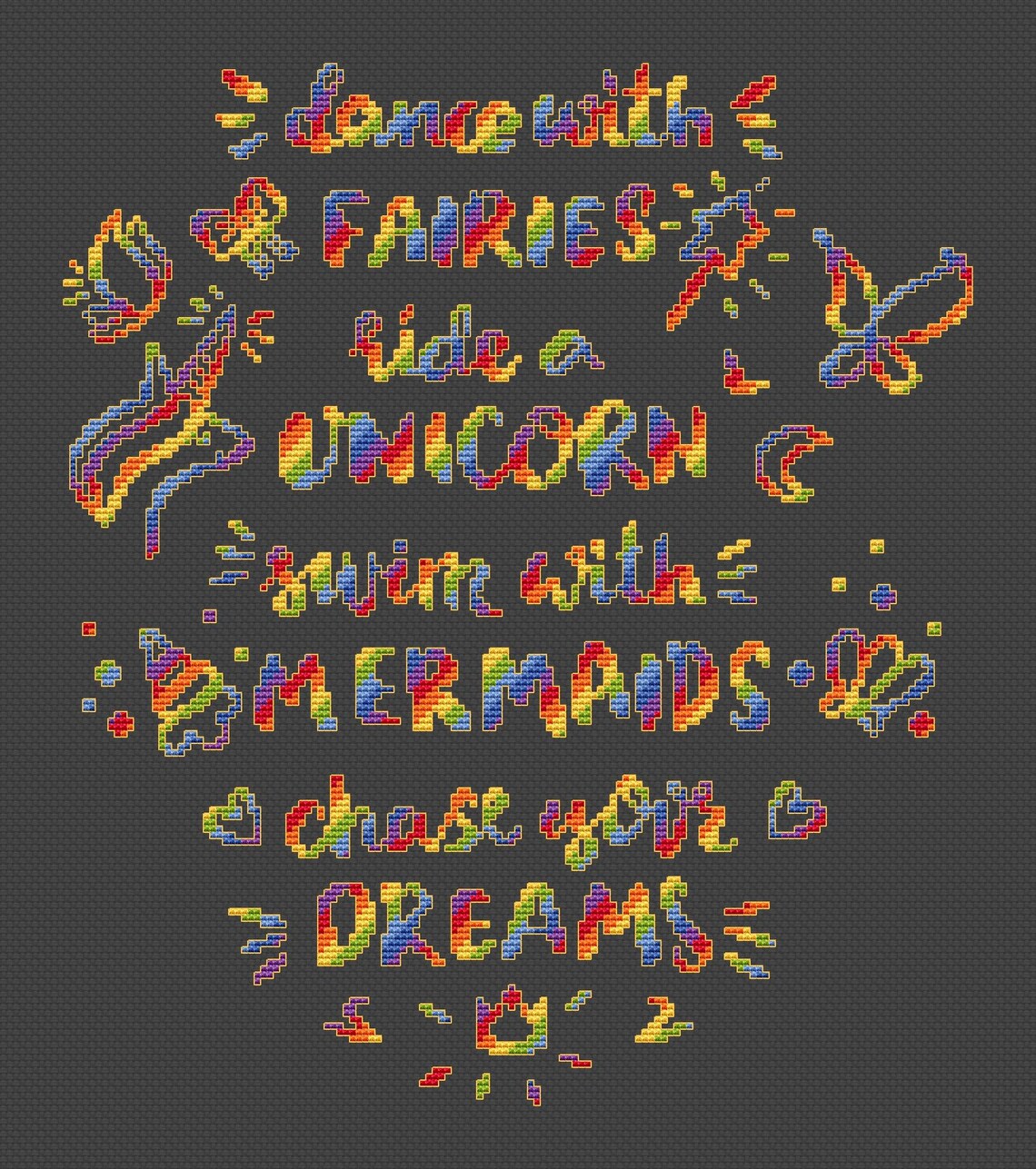 Chase Your Dream Cross Stitch Pattern Dance With Fairies - Etsy