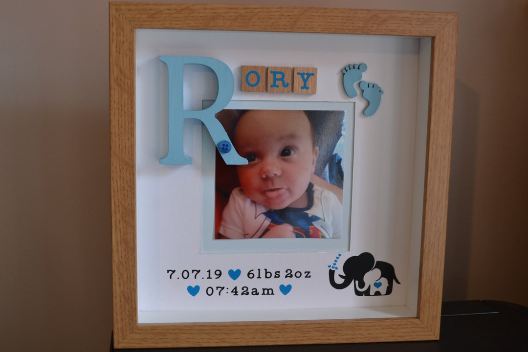 Personalised New Born Baby Box Photo Frame, Baby Keepsake Deep Photo ...