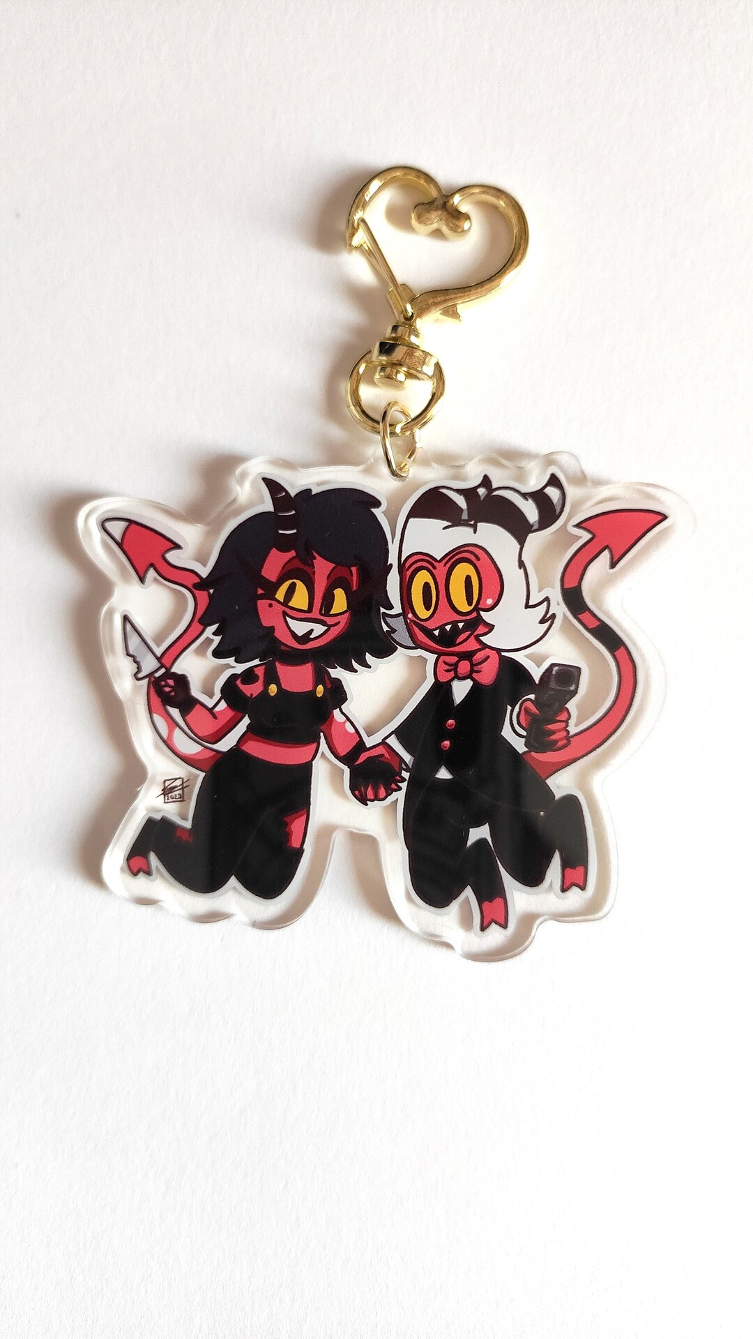 Helluva Boss Moxie and Millie Keychain-heart Shaped Strap-acrylic Charm ...