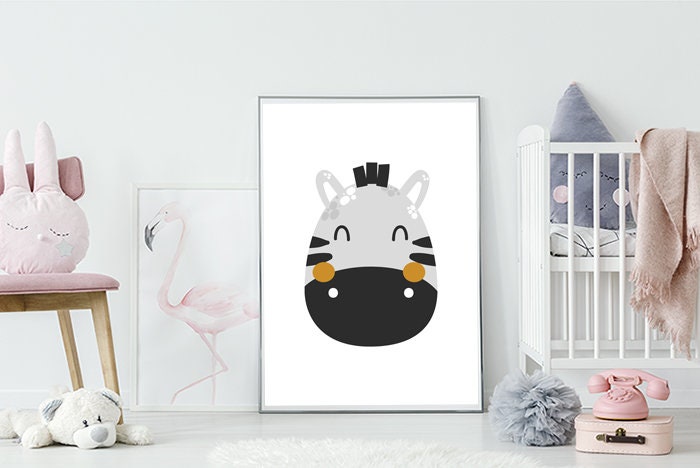Zebra Head Printable Downloadable Nursery Print Kids Safari | Etsy