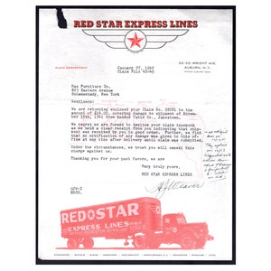 1942 Red Star Express Lines Letter to Ras Furniture - Etsy