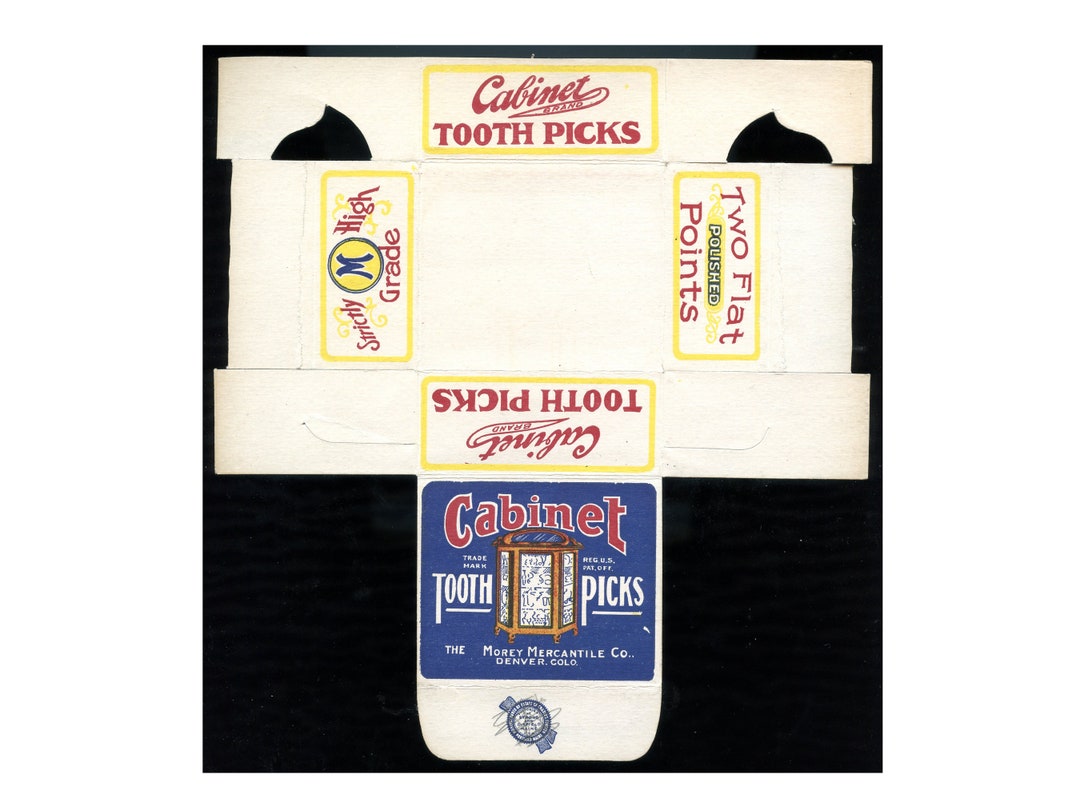 Vintage Cabinet Brand Tooth Picks Box Morey Mercantile - Etsy