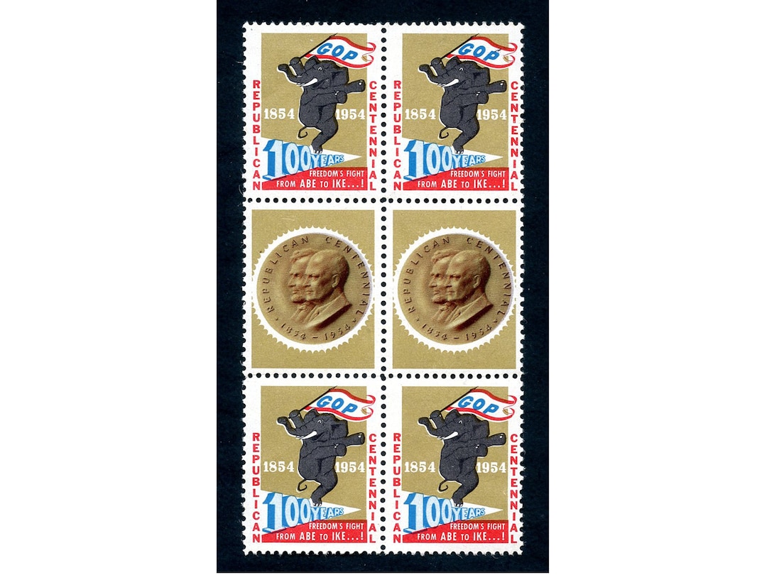 1954 GOP Republican Centennial Label Poster Stamps Full - Etsy
