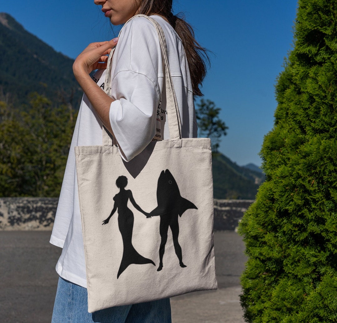 Mermaid & Sharkman, Mermaid Bag, Funny Tote, Cotton, Canvas, Cute Gifts ...