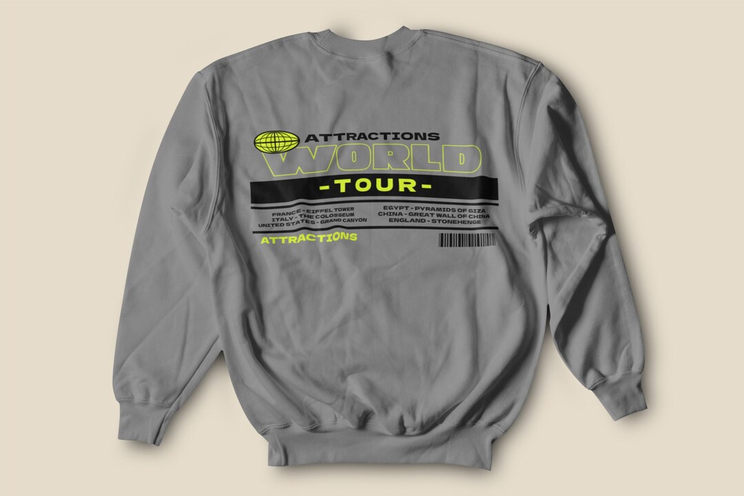 World Tour Crewneck, Travel Apparel, Comfort Colors, Vintage Crewneck ...