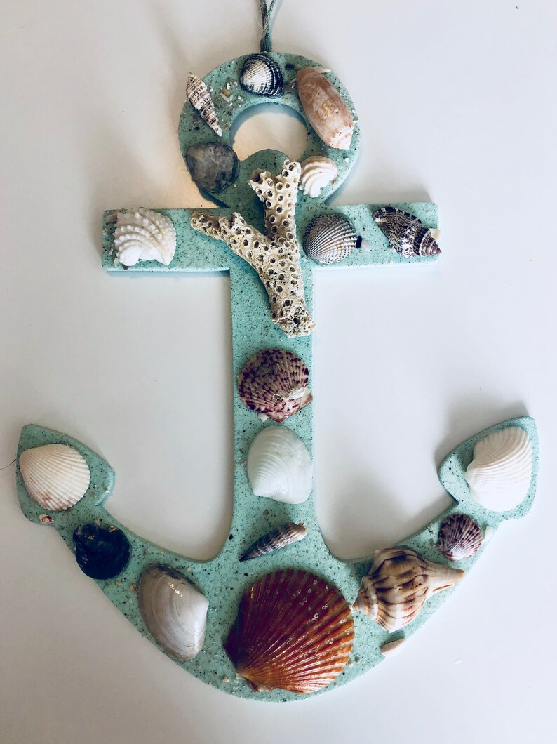 Hand Painted 11 Inch Hanging Shell and Sand Anchor - Etsy