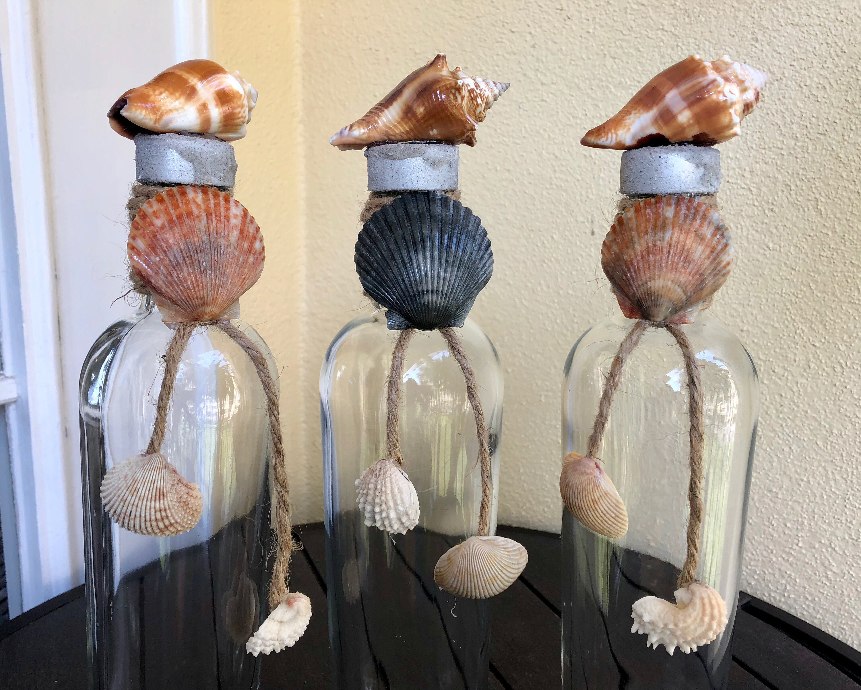 Tall Decorative Glass Seashell Bottles - Etsy