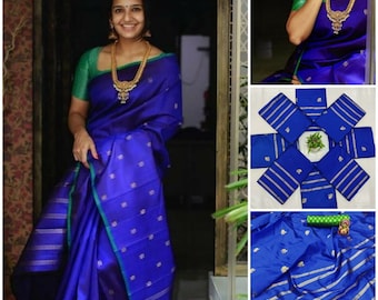 Royal Blue Saree - Etsy