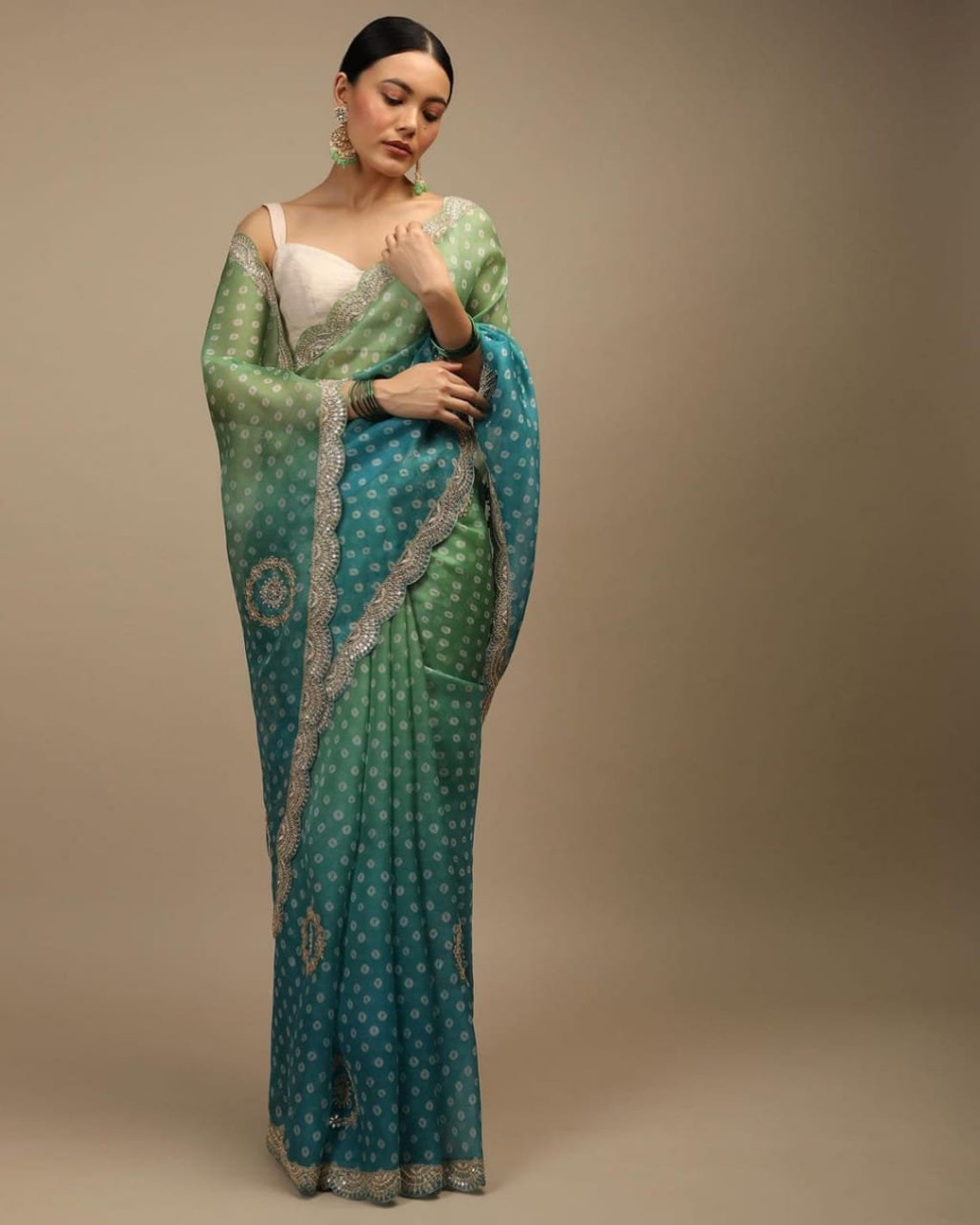 Green Colore Designer Saree Bollywood Style Designer Saree - Etsy