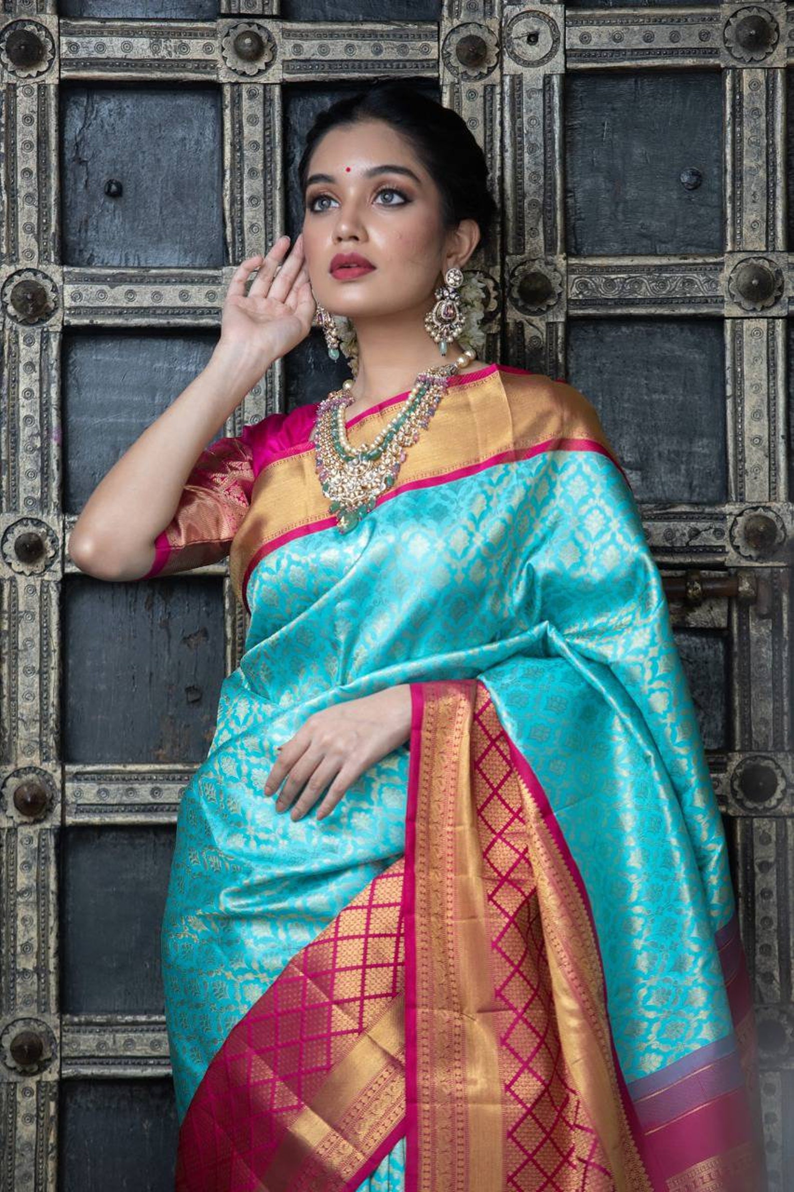 New Arrival Blue Color Soft Lichi Silk Saree With Exclusive - Etsy